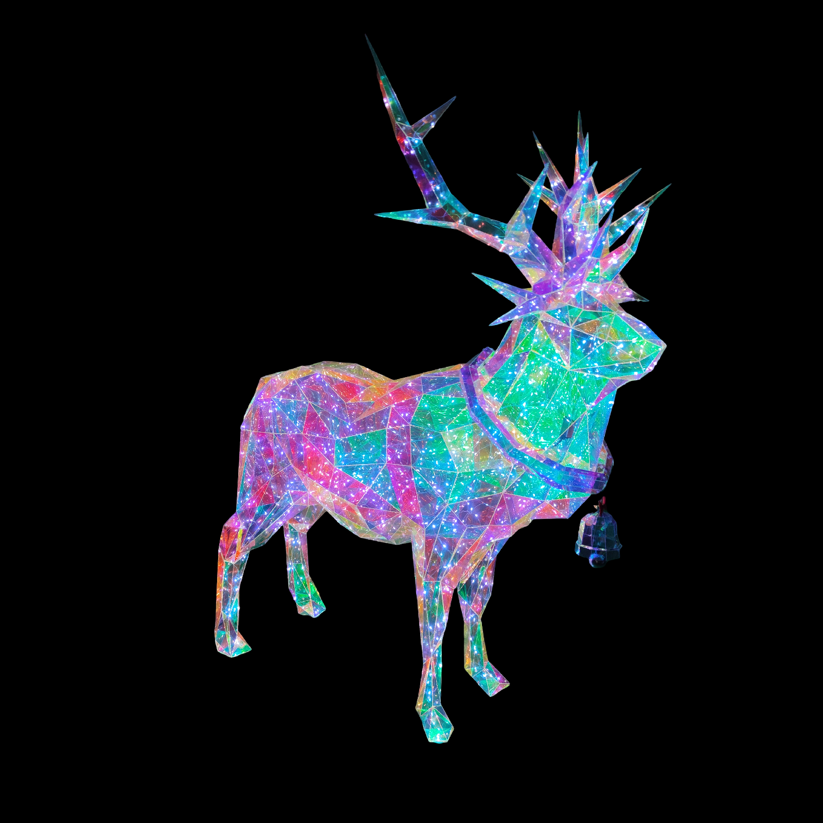 3D Rainbow Film Holographic Polygon Reindeer LED Glimmering Cosmic