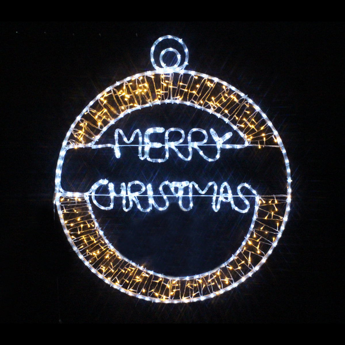 Merry Christmas Bauble LED Motif Twinkling LEDs 117x103cm Indoor/Outdo ...
