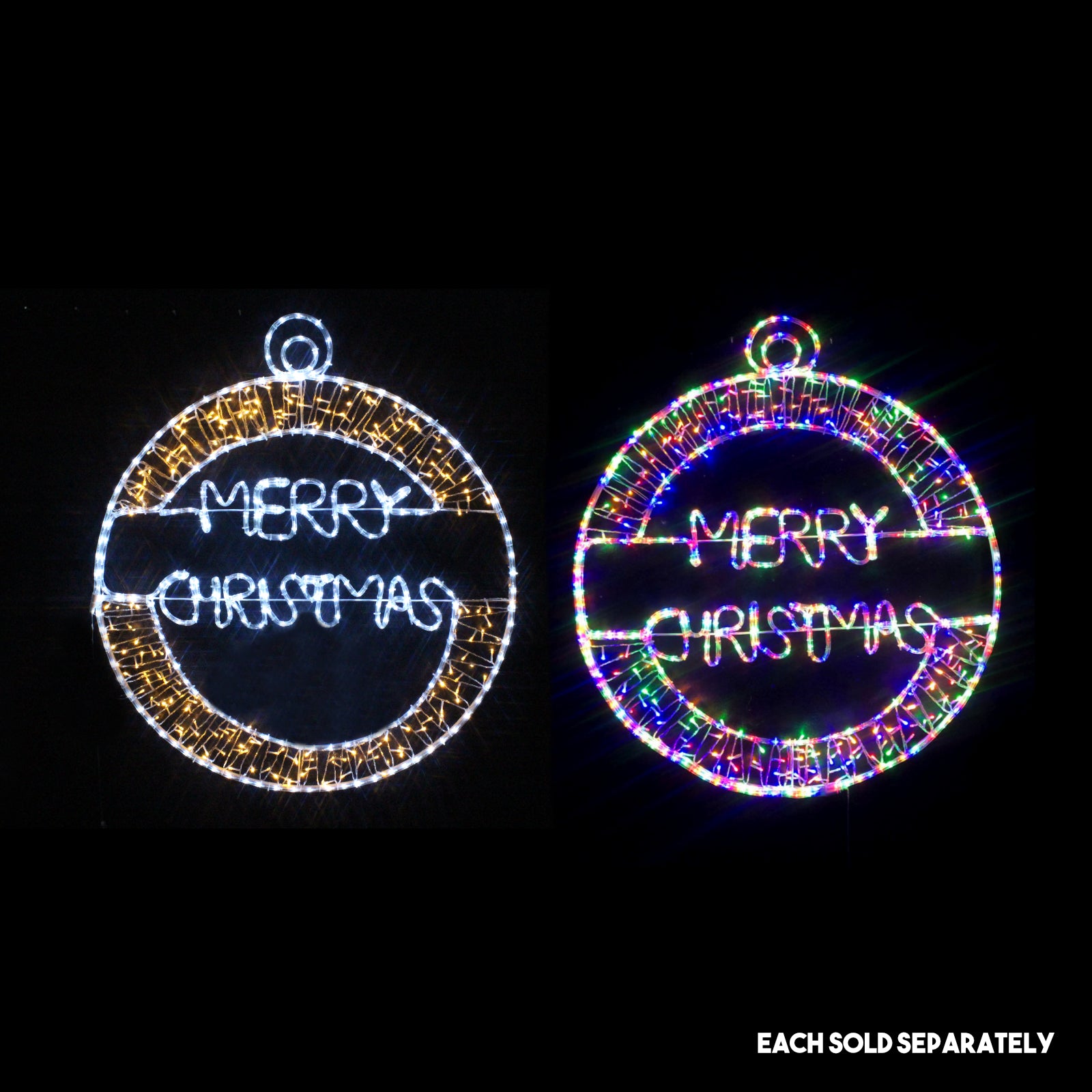 Merry Christmas Bauble LED Motif Twinkling LEDs 117x103cm Indoor/Outdo